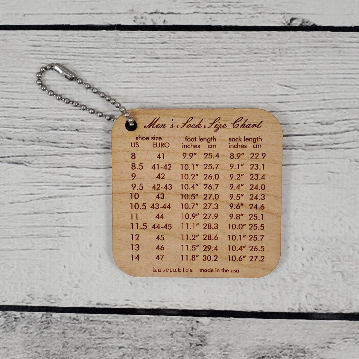 Men's Sock Size Chart Mini Tool – katrinkles - wholesale