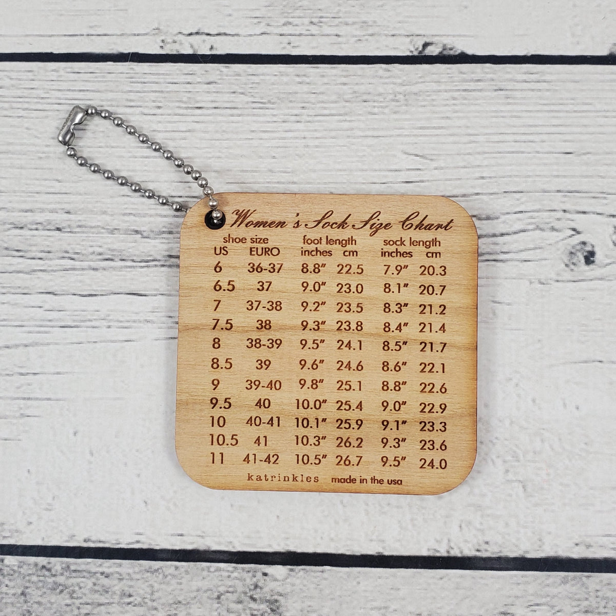 Women's Sock Size Chart Mini Tool – katrinkles - wholesale